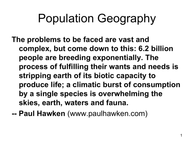 Population Geography Population Geography
