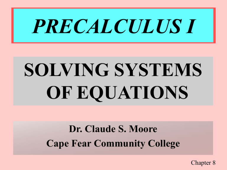 Systems Of Equations Sections 1 3
