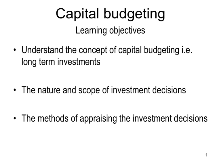 Capital Budgeting Basic Techniques