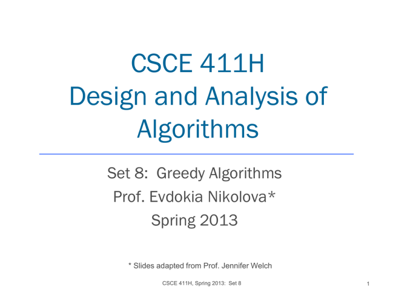 Set 8 Greedy Algorithms