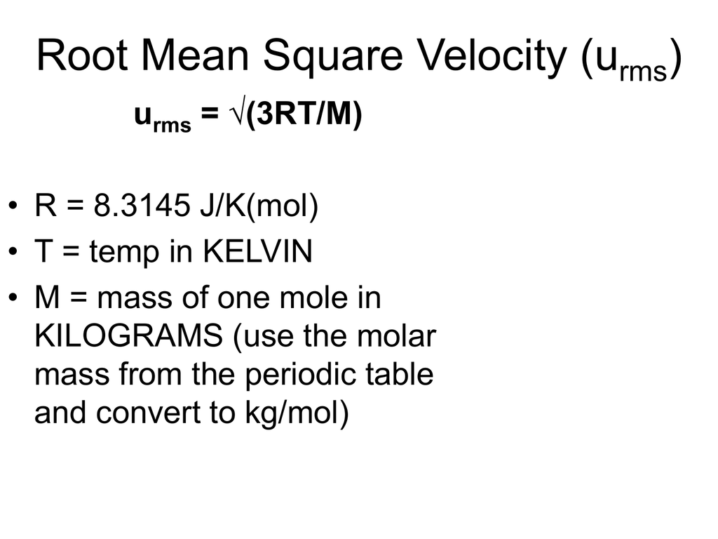 Root Mean Square Velo urms 