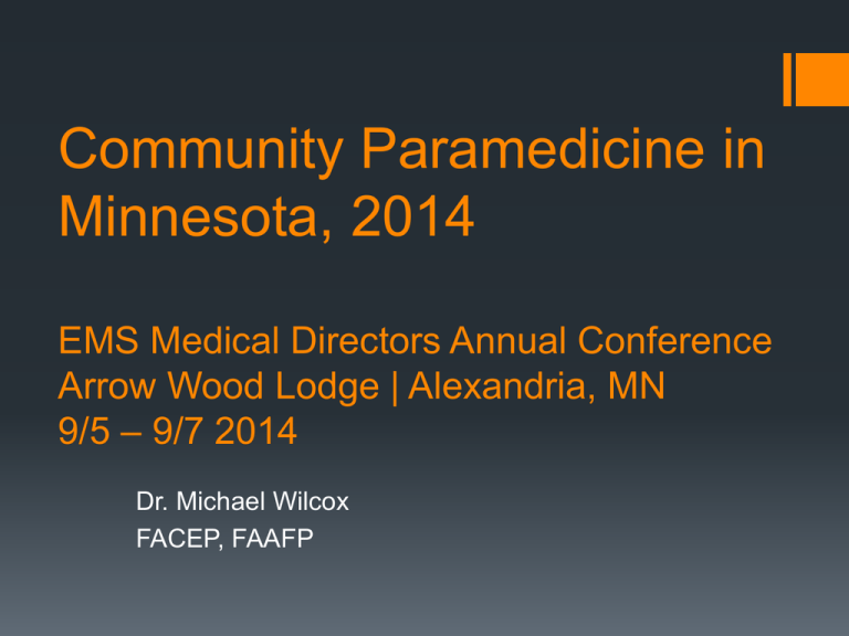 Community Paramedicine Programs In Minnesota 2014 Community Paramedicine Programs In Minnesota 2014