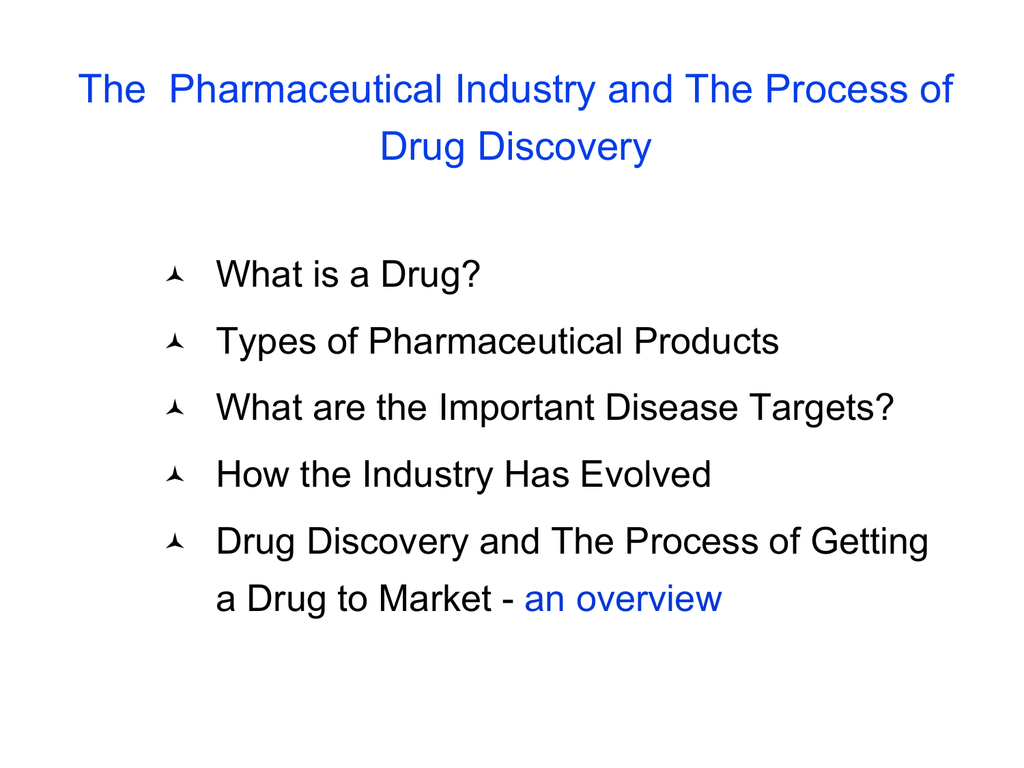 Introduction To The Pharmaceutical Industry Introduction To The Pharmaceutical Industry