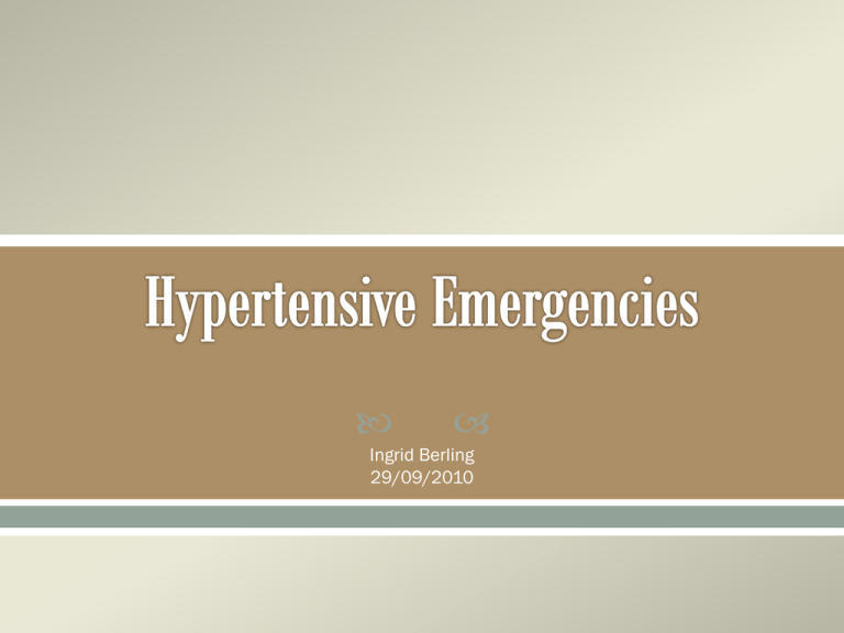 Hypertensive Emergencies