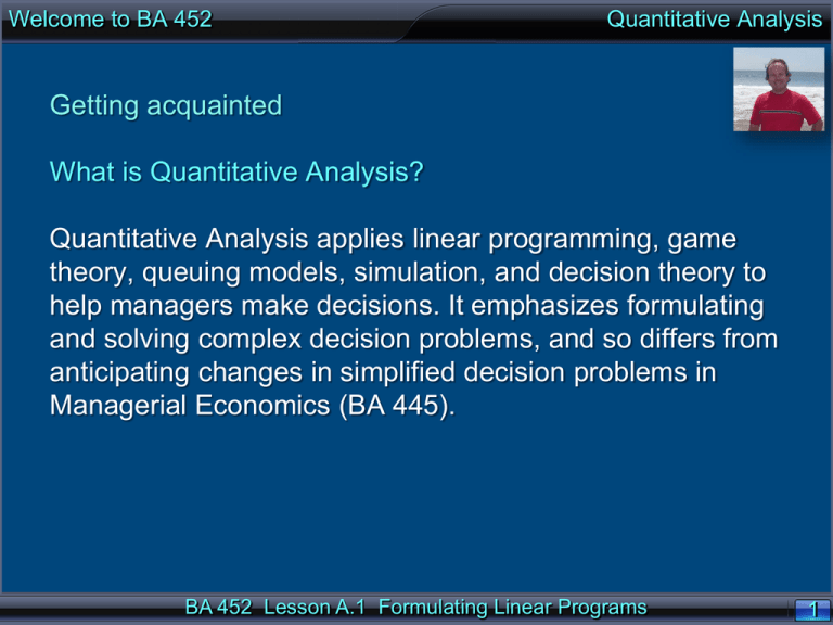 A 1 Formulating Linear Programs