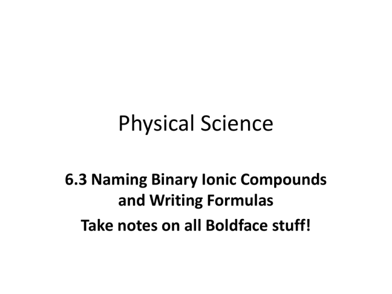6 3 Naming Binary Ionic Compounds 6 3 Naming Binary Ionic Compounds