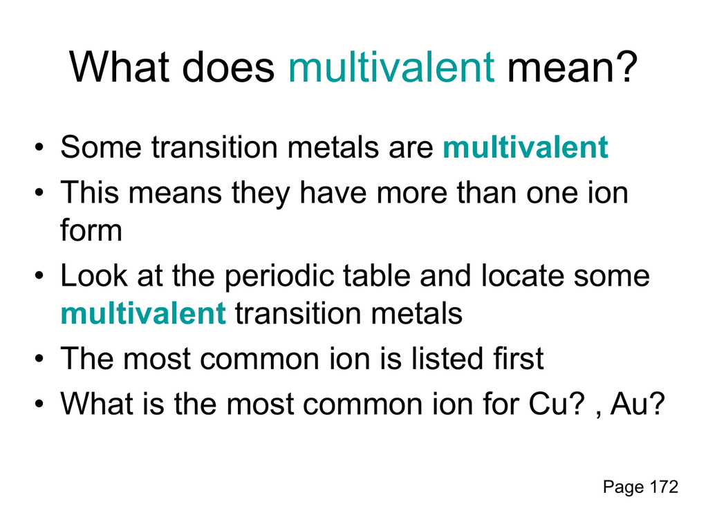 Ionic Compound With A Multivalent Metal