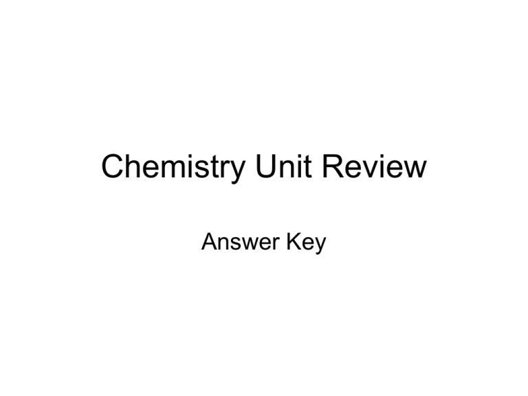 Final Review Answer Key Final Review Answer Key