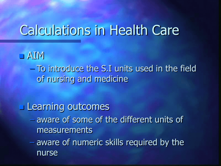 Calculations in Health Care