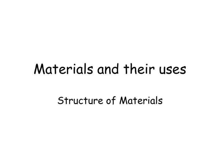 Materials and Their Uses Materials and Their Uses