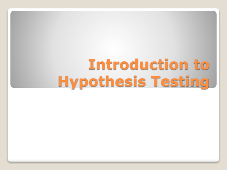 Introduction To Hypothesis Testing