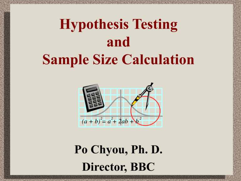 Hypothesis Testing And Sample Size Calculation