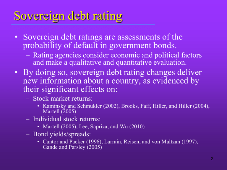 Sovereign Debt Rating And Stock Liquidity Around The World Sovereign Debt Rating And Stock Liquidity Around The World