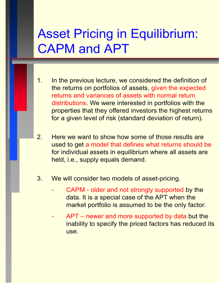 CAPM APT Lecture