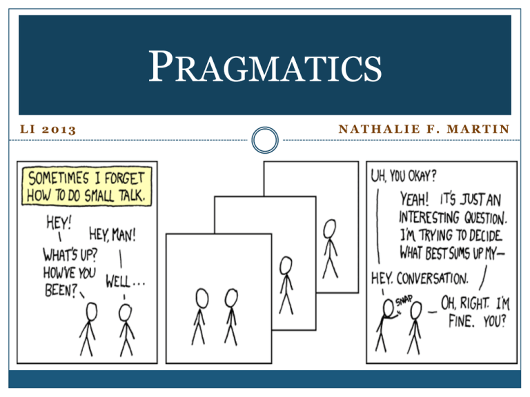 LI2013 13 Pragmatics for Students LI2013 13 Pragmatics for Students