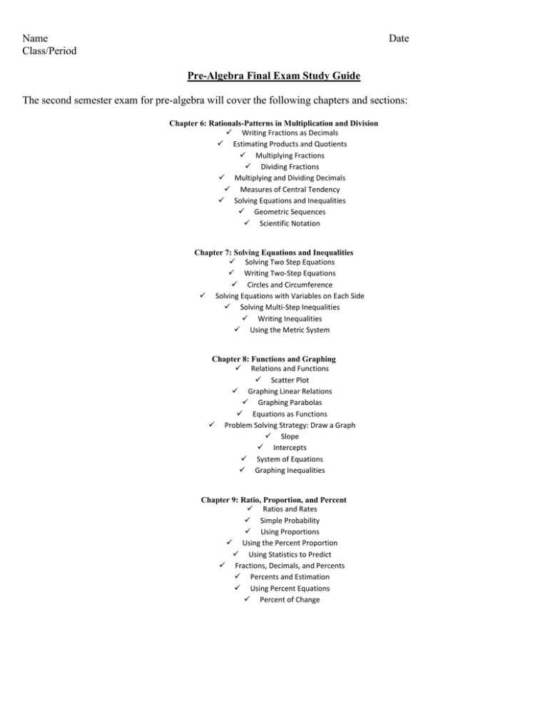 Pre Algebra Test 10