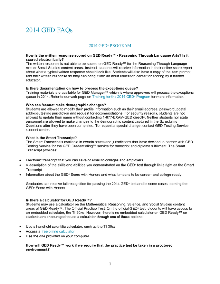 GED information - Amherst Education Center