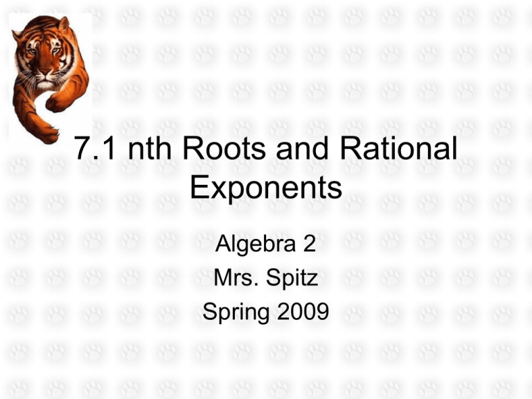 7 1 Nth Roots And Rational Exponents