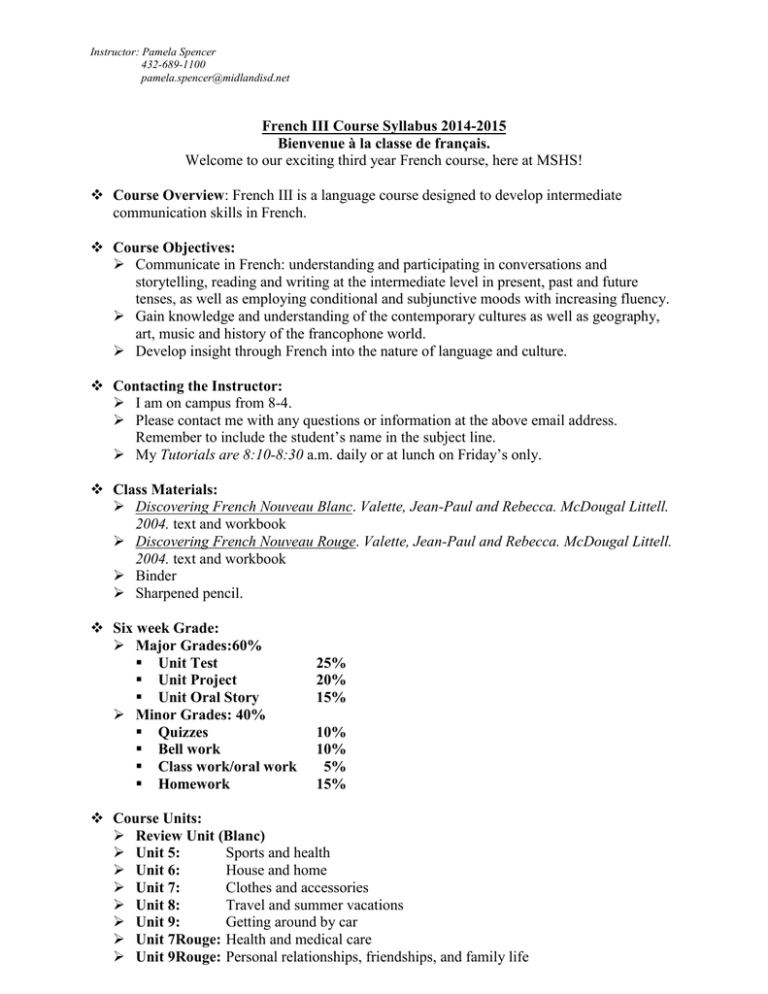French 3 Syllabus