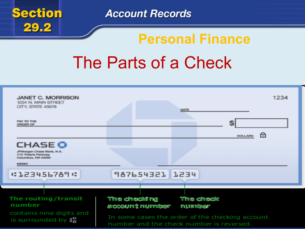 The Parts Of A Check