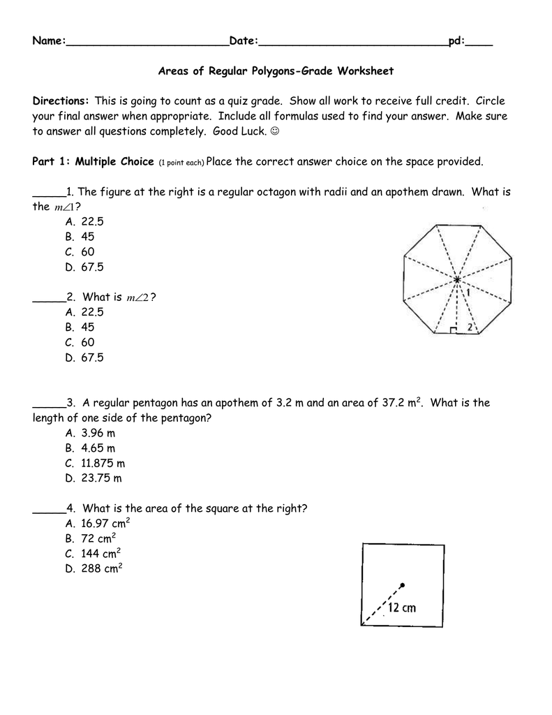 Name Areas Of Regular Polygons