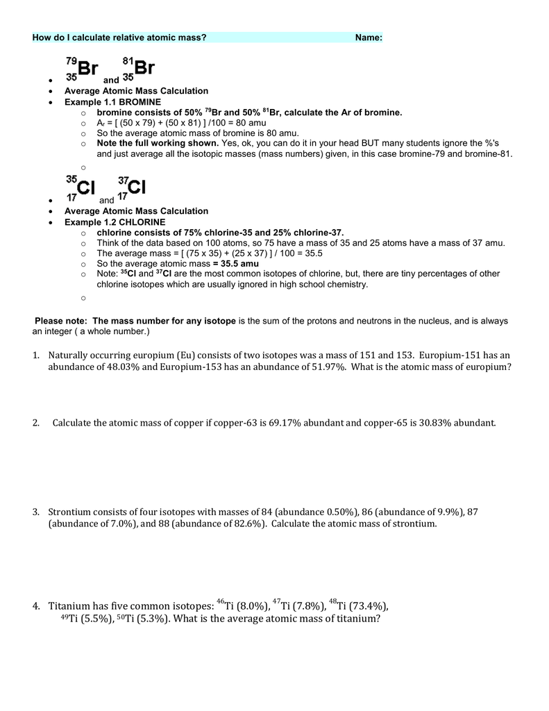 How Do I Calculate Relative Atomic Mass