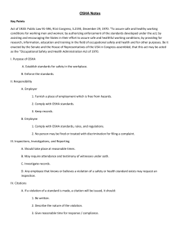 Fact Sheet OSHA’s Bloodborne Pathogens Standard