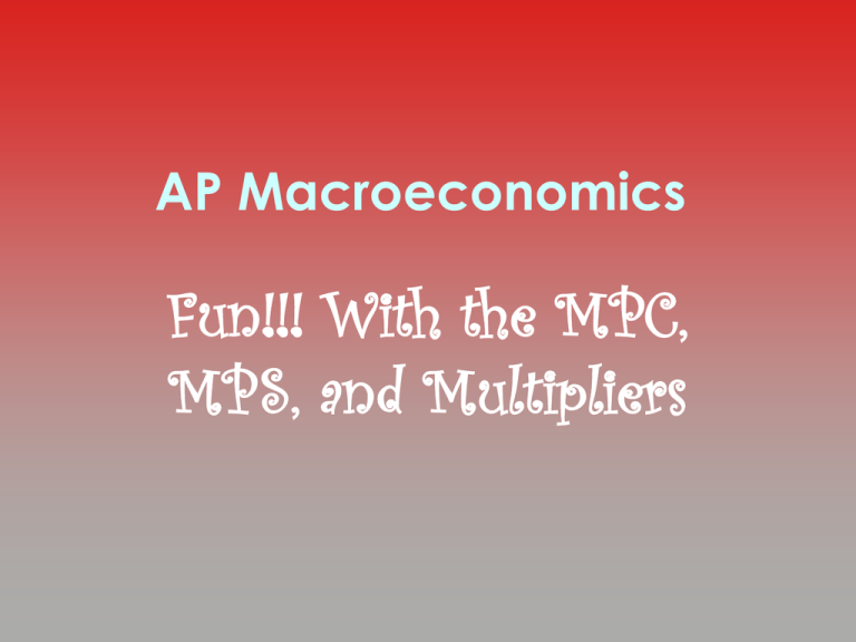 Keynesian Model Multipliers Keynesian Model Multipliers