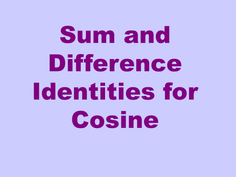 Cosine Sum and Difference Identities: Trigonometry Formulas