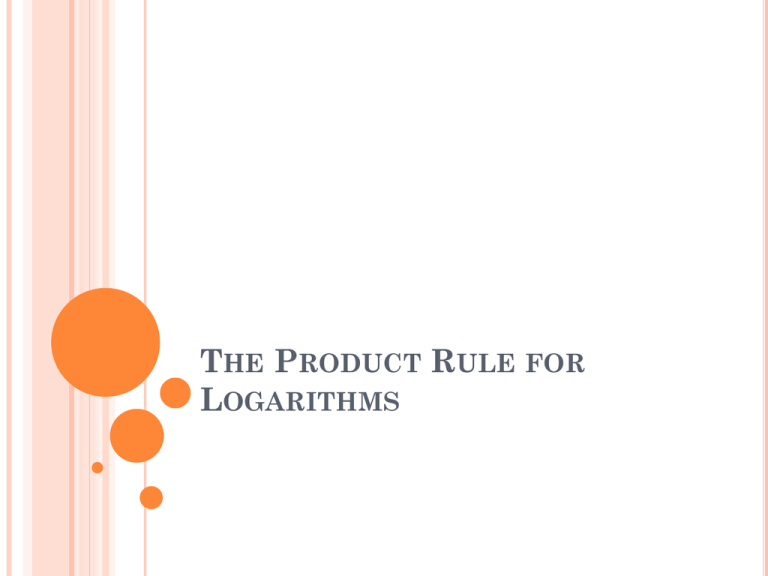 The Product Rule For Logarithms The Product Rule For Logarithms