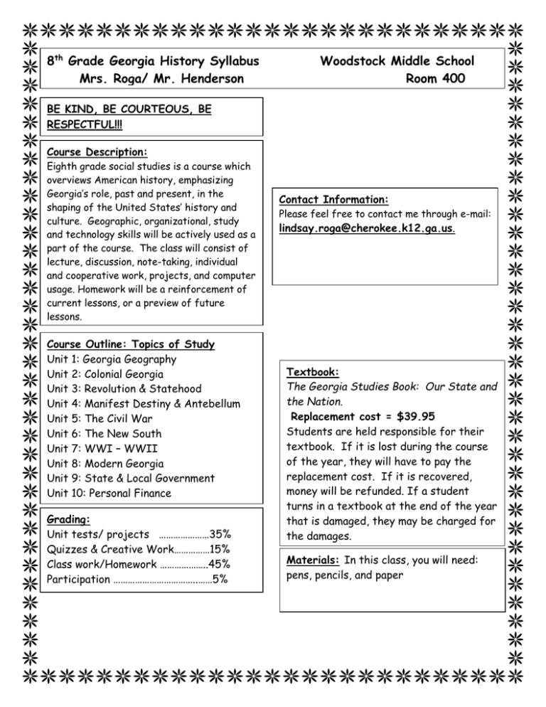 8th Grade Social Studies Syllabus 8th Grade Social Studies Syllabus