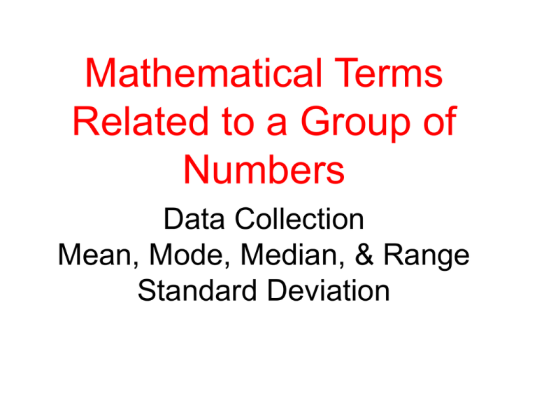 Math Terms Related To A Group Of Numbers