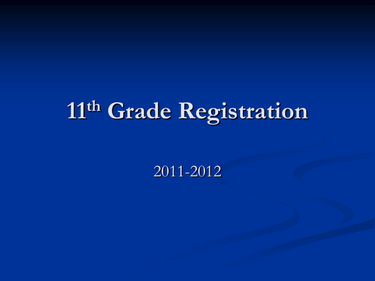 Registration Information For Incoming 11th Graders