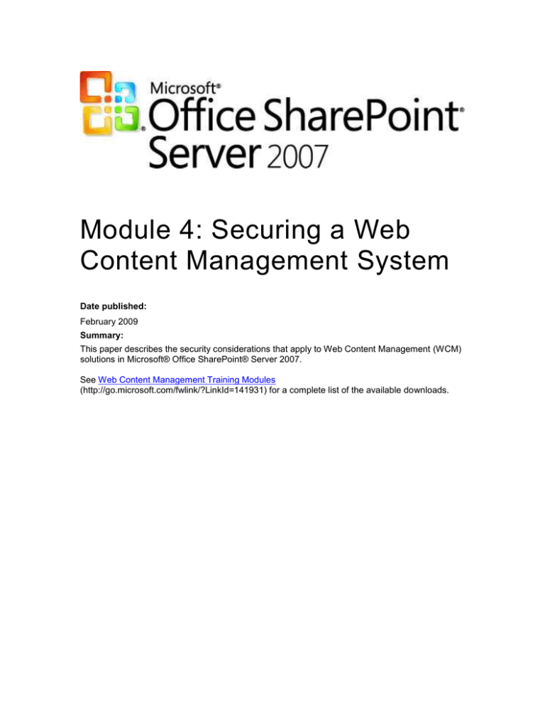 Module 4 Securing A Web Content Management System