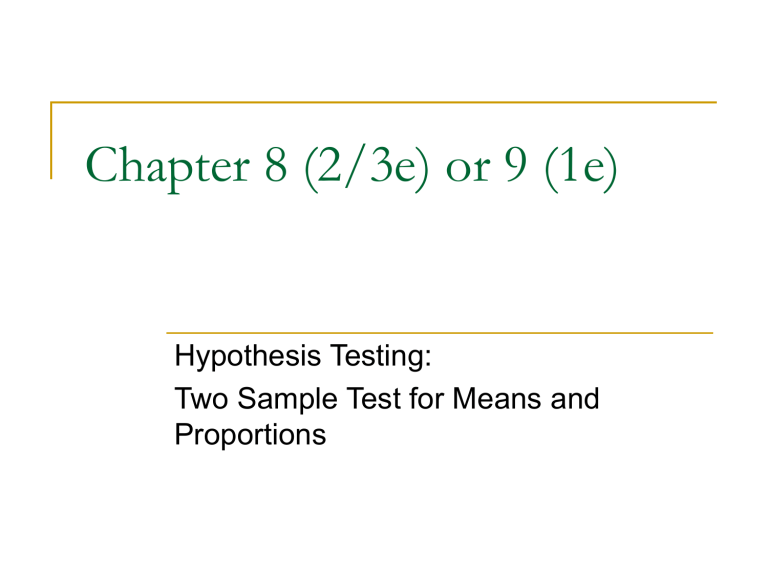 Two Sample Hypothesis Tests