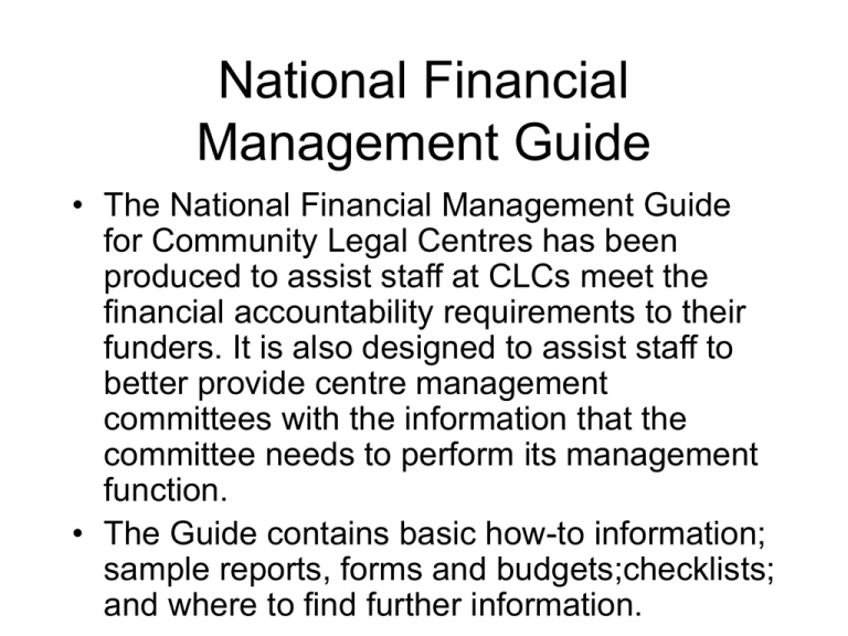 National Financial Management Guide National Financial Management Guide
