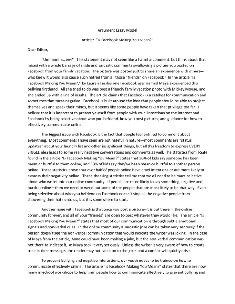 Model Essay Model Essay