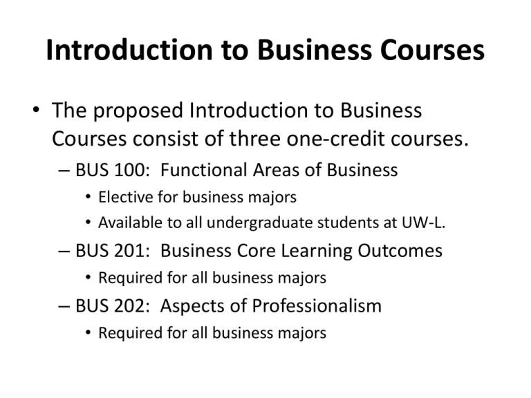 Introduction To Business Courses