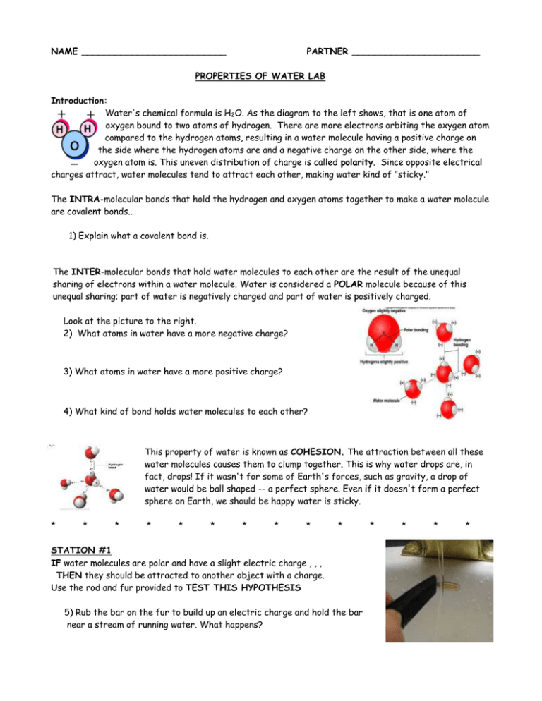 NAME PARTNER PROPERTIES OF WATER LAB Introduction