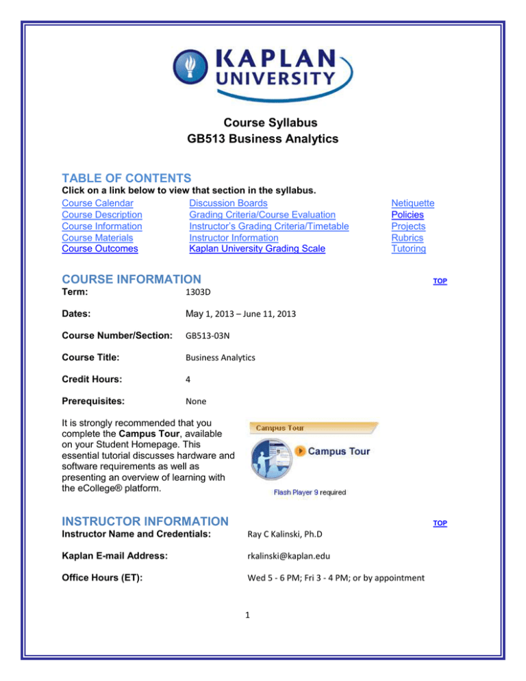Business analytics syllabus