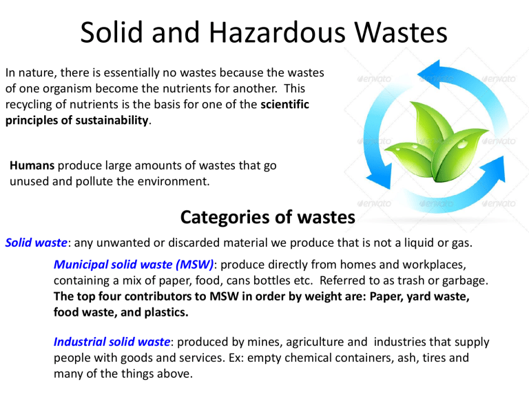 Solid And Hazardous Wastes Solid And Hazardous Wastes
