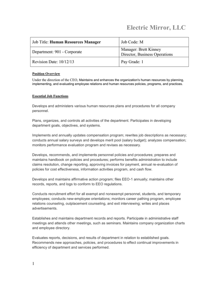 Human Resources Manager