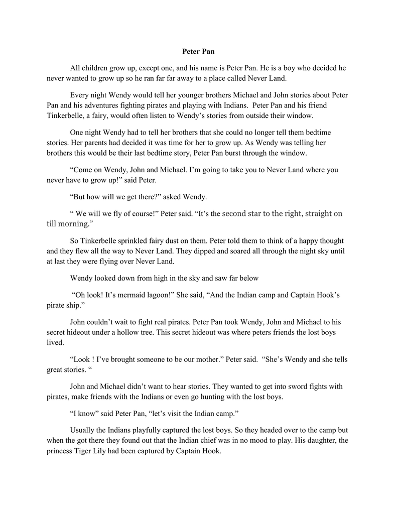 The Peter Pan Story The Peter Pan Story