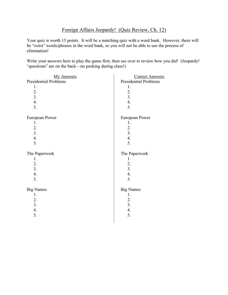 My Answers TeacherWeb