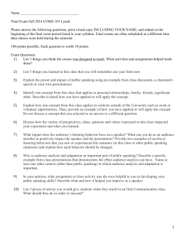 Active Listening COMMUNICATION SKILLS Handout 1 Active Listening GRADE