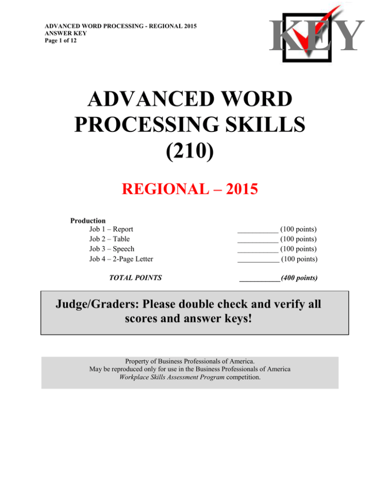 210 Advanced Word Processing R 2015
