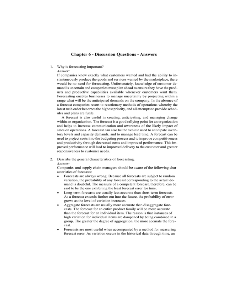 Chapter 6 Discussion Questions Chapter 6 Discussion Questions