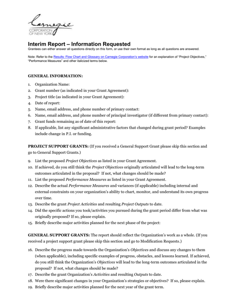 Interim Report Requirements