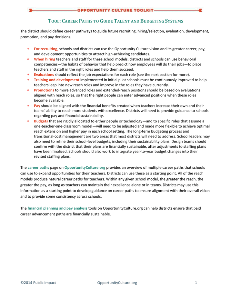 Career Paths To Guide Talent And Budgeting Systems