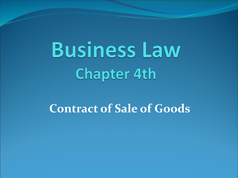 Contract Of Sale Of Goods